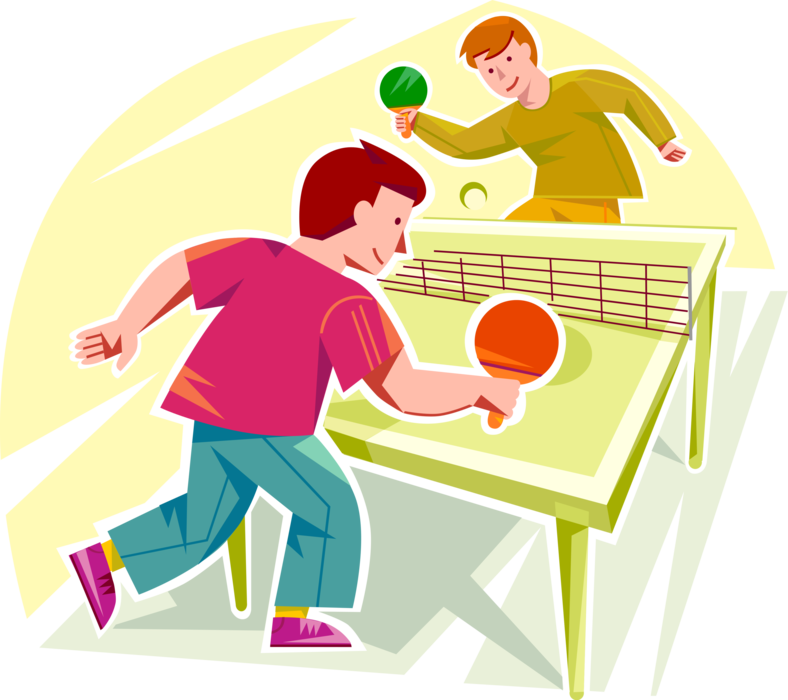 Download Vector Illustration Of Boys Play Game Of Ping Pong - Table ...