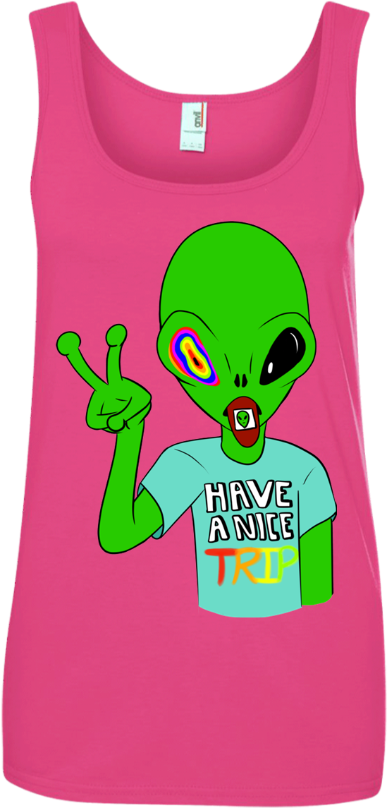 Download HD Acid Alien Ladies Tank Top - Cartoon Transparent PNG Image ...
