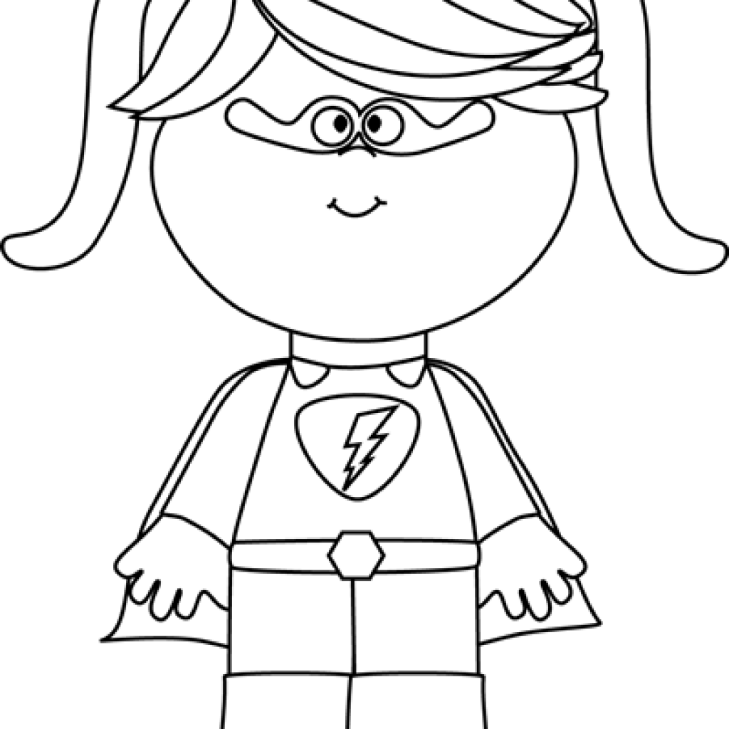 Download HD Superhero Clipart Black And White Black And White Little ...