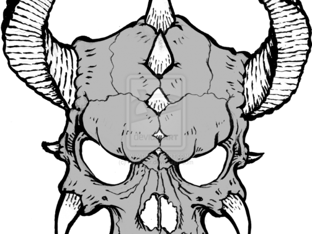 Download Skeleton Head Clipart Zombie Skull - Skull With Horns Png - HD ...