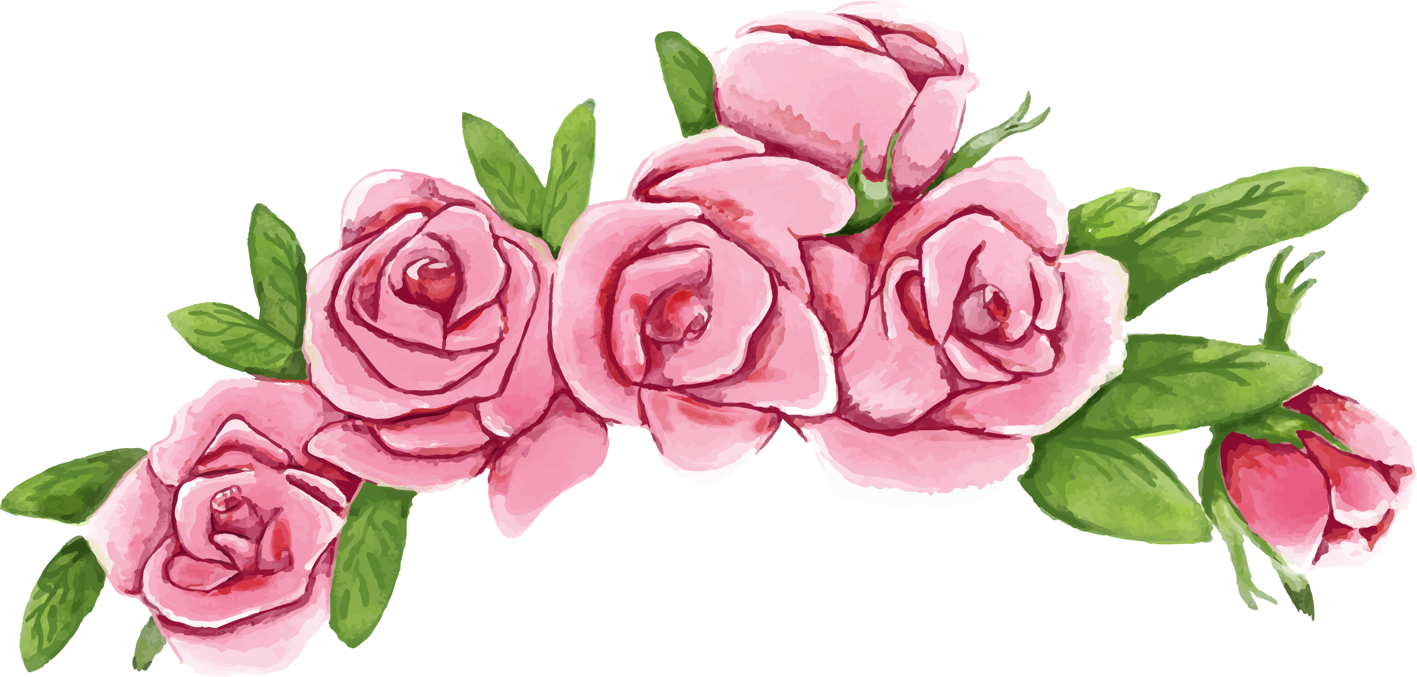 Download HD Roses Vector Png - Pink Rose Wreath Png Transparent PNG ...