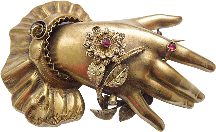 Download Gorgeous Large Rare Victorian 14 Karat Gold Hand Brooch ...