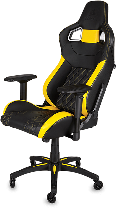 Download HD Black And Yellow Gaming Chair Transparent PNG Image ...