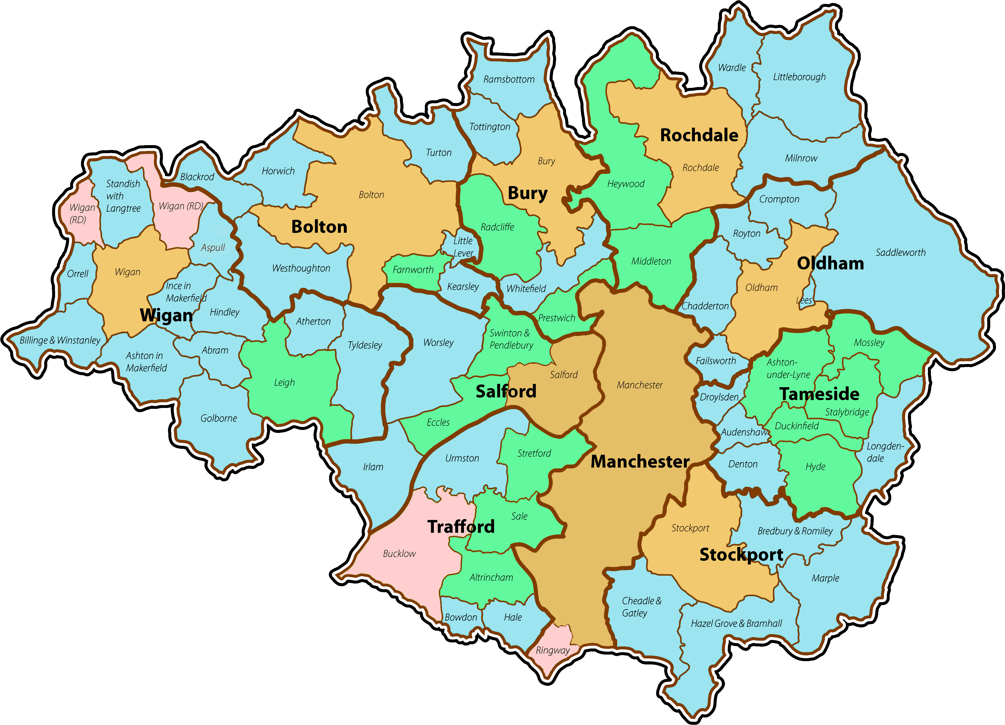 Download HD Greater Manchester County - Postcode Map Greater Manchester ...