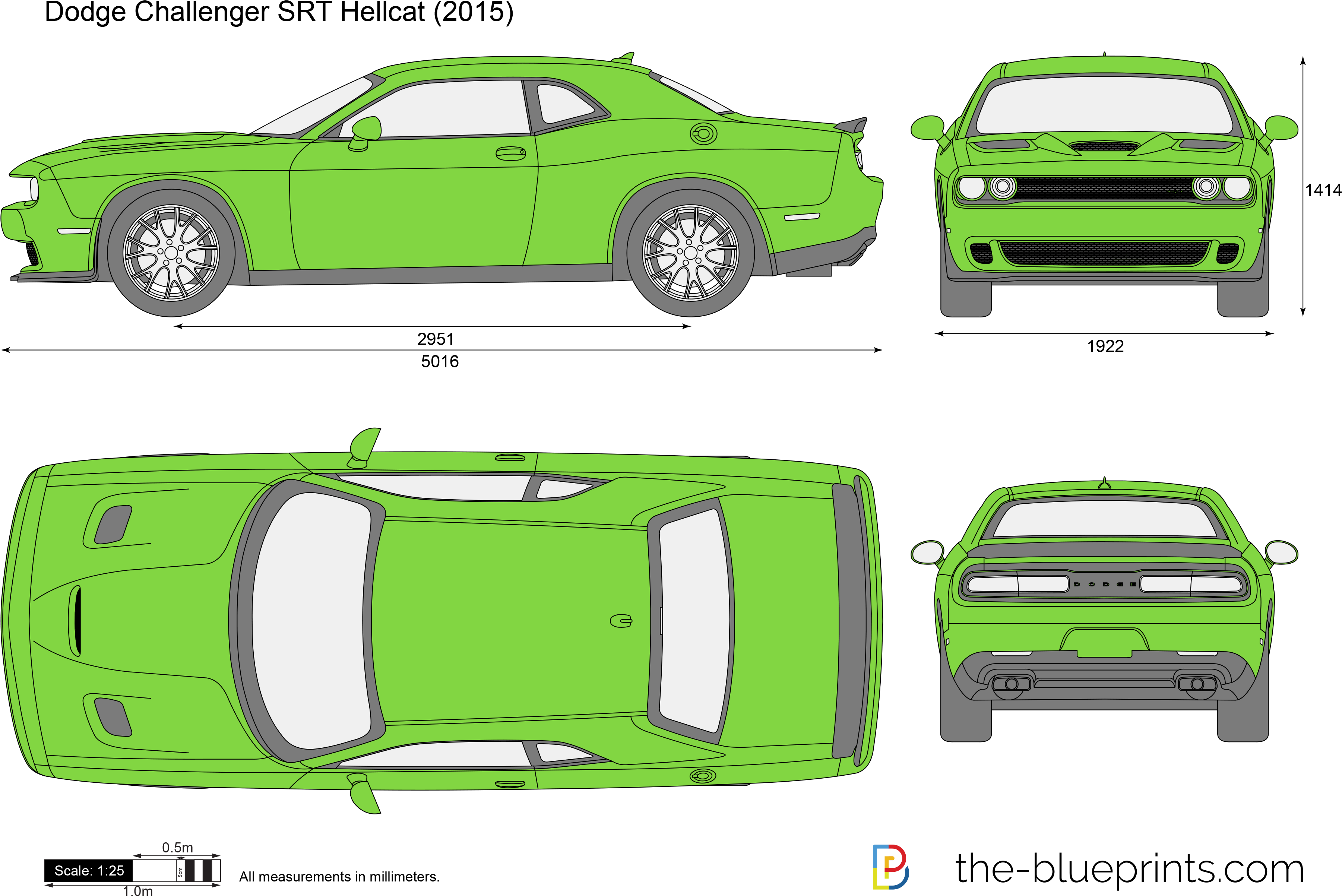 Download 572579 - Dodge Challenger Srt Hellcat Blueprint - HD ...