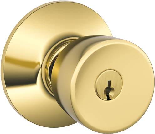 Download HD Byron Bright Brass Keyed Entry Door Knob - Schlage - F51a ...