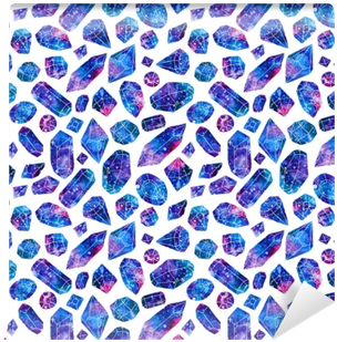 Download HD Watercolor Seamless Pattern With Galaxy Crystals Wall ...